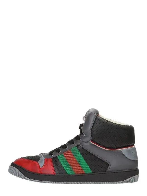 Gucci Screener High-top Sneakers - Light Hibiscus Red/black/dark Green