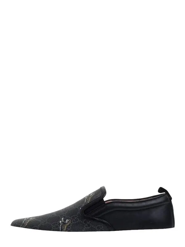 Gucci Gg Supreme Slip-on Sneakers With Tiger Motif - Black/multi-color