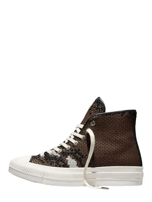 CONVERSE Chuck Taylor Woven Leather High Top Sneakers - Brown/black/white