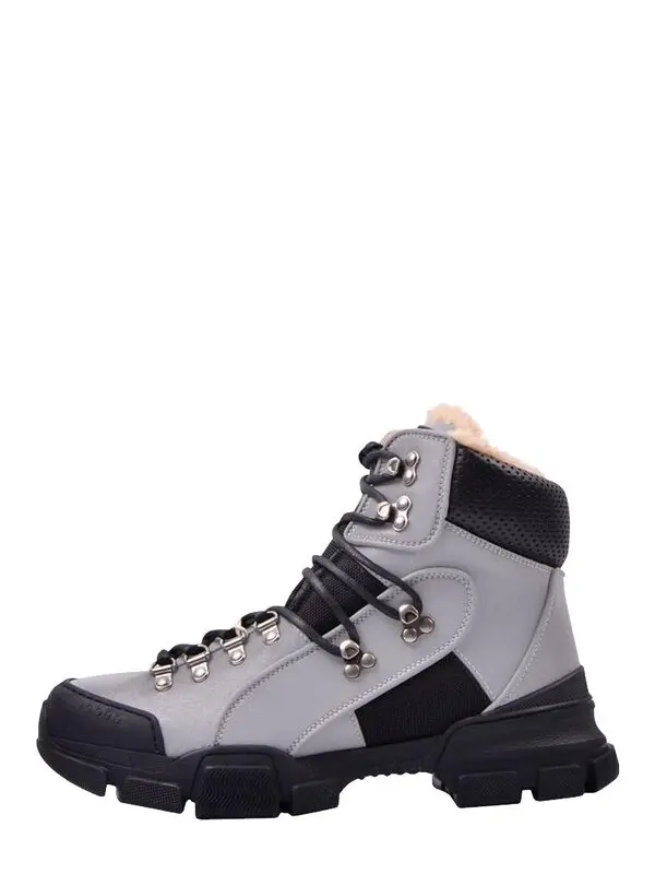 Gucci Flashtrek High-top Sneakers With Wool Detailing - Silver/silver/black