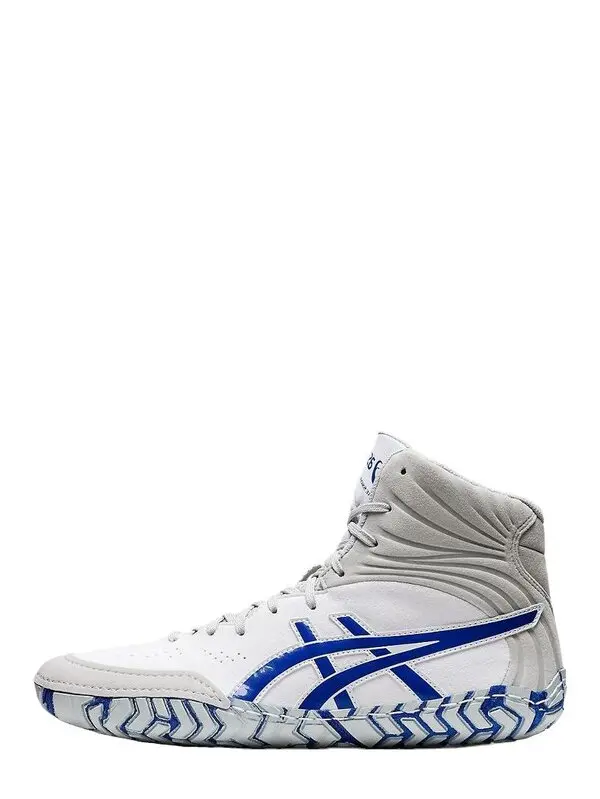 Asics Aggressor 5 High-top Athletic Sneakers - White/blue