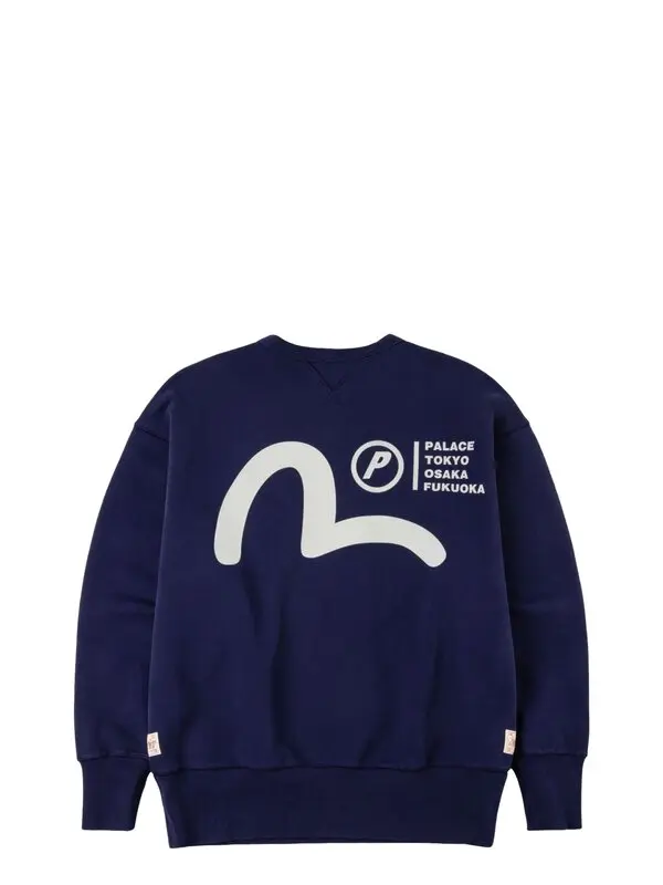 PALACE X Evisu Multi-city Seagull Logo Sweatshirt - Navy
