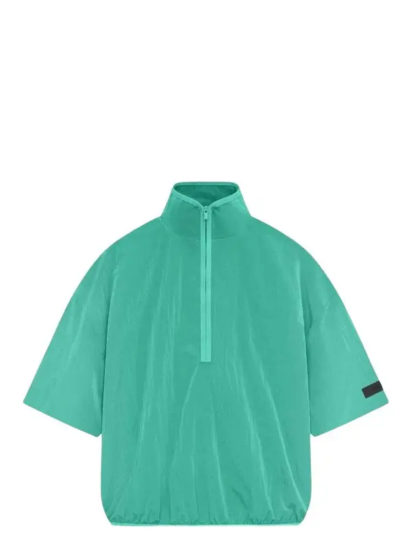 Fear Of God Ss24 Crinkle Nylon Half Zip Short Sleeve Shirt - Mint Leaf