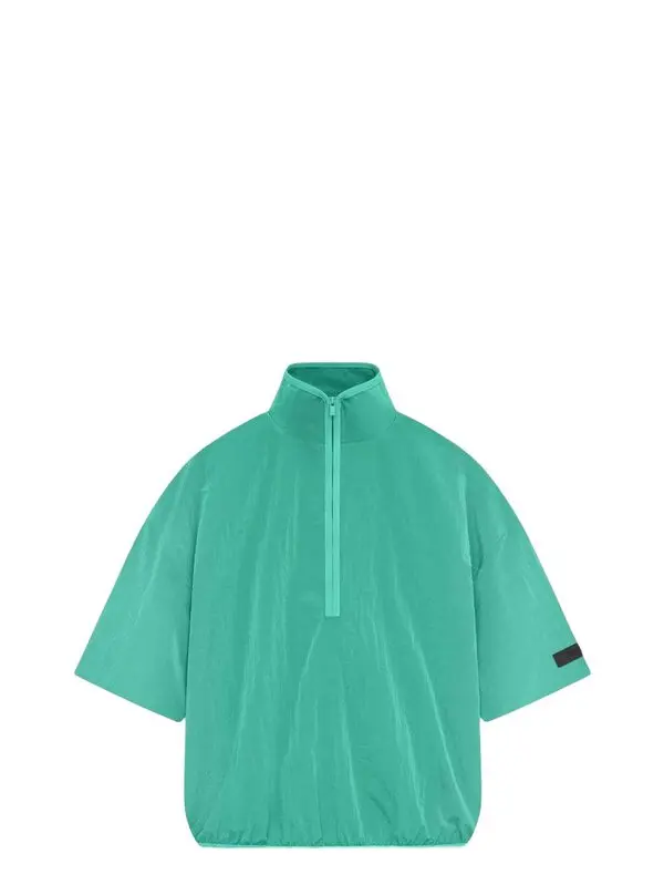 Fear Of God Ss24 Crinkle Nylon Half Zip Short Sleeve Shirt - Mint Leaf