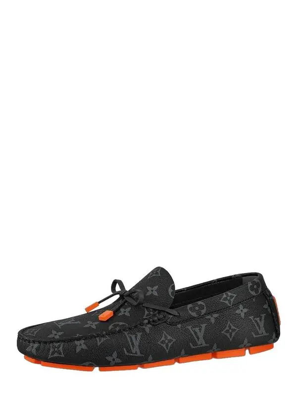LOUIS VUITTON Monogram Driver Moccasins - Black/grey/red