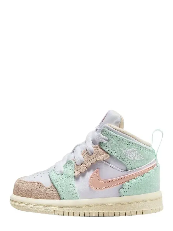 JORDAN Air 1 Mid Se Scalloped Edge Sneakers - White/pink Oxford/jade Ice