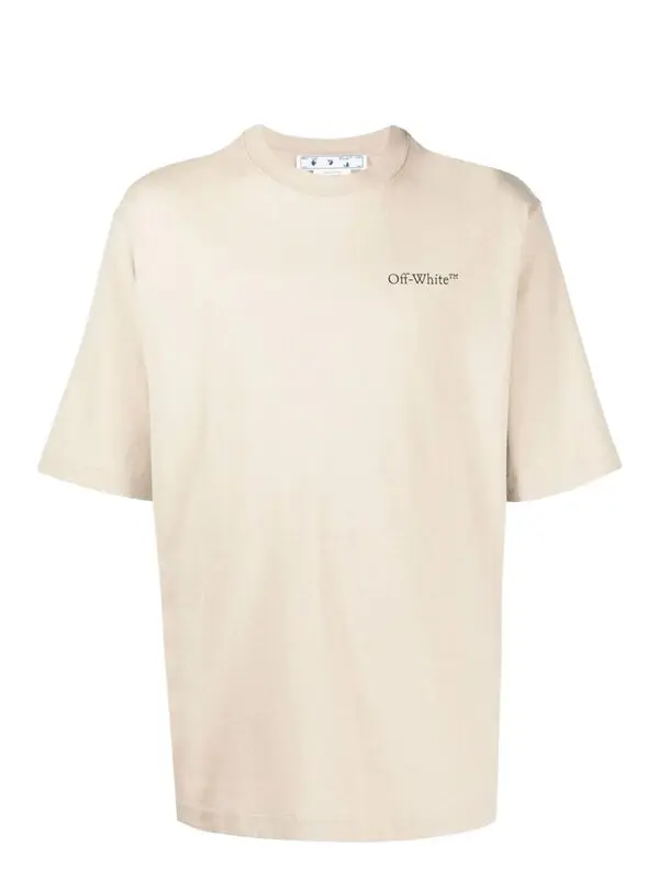 Off-White Ss22 Logo Round Neck Pullover Short Sleeve Loose Fit Khaki - Dark Sand