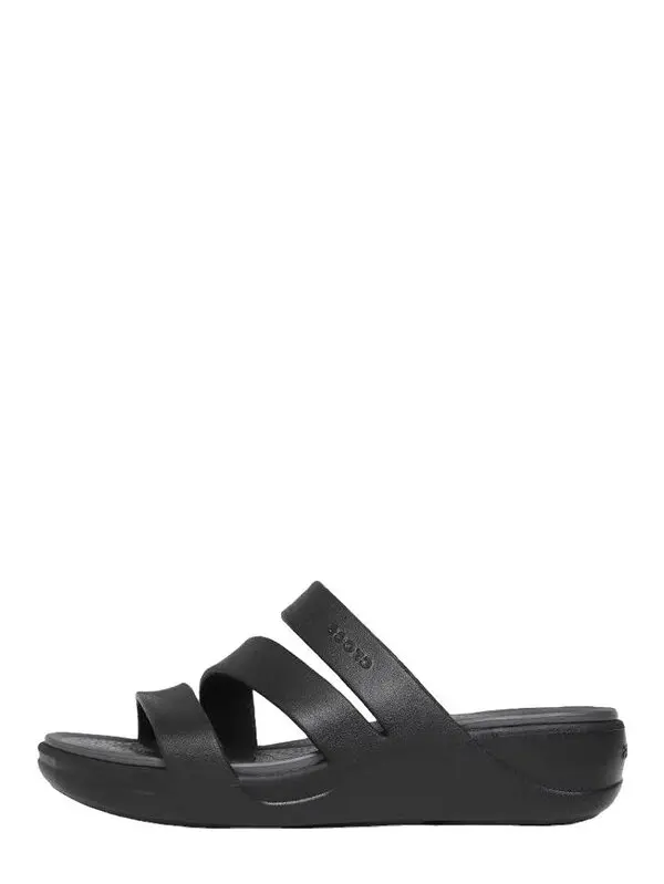 CROCS Boca Strappy Wedge Sandals - Black