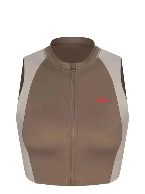 Nike X Skims Shine Front-zip Bra - Truffle/stone