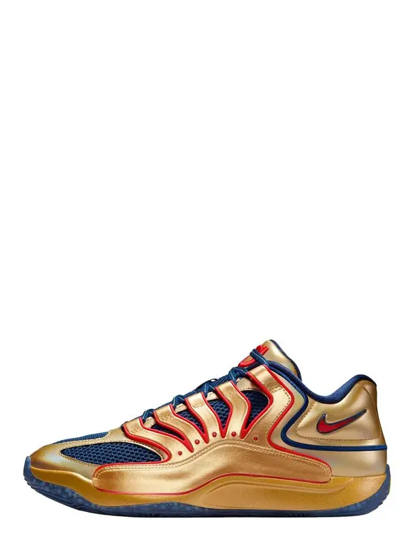 Nike Kd 18 Metallic Gold Sneakers - Metallic Gold/blue Void/white