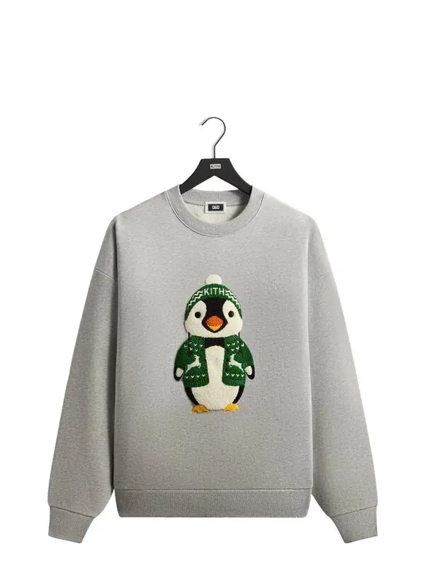 Kith Kithmas 2025 Penguin Nelson Crewneck - Medium Heather Grey