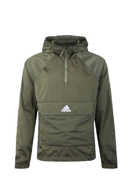 Adidas Half Zipper Hooded Pullover Sports Jacket - Green