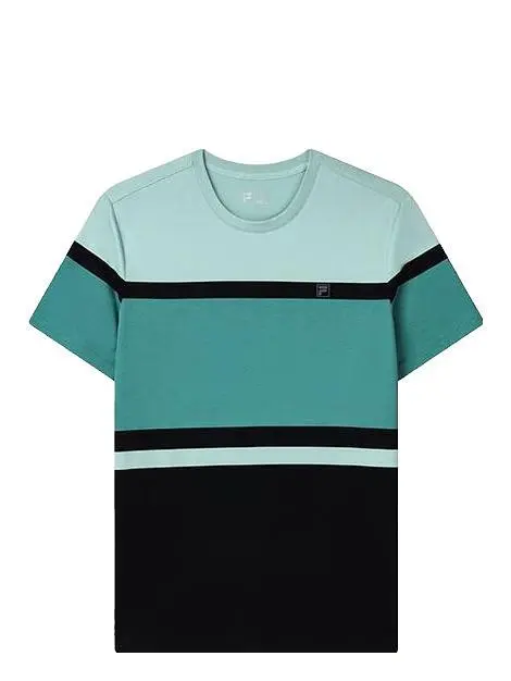 FILA Colorblock Sports Round Neck Short Sleeve Gray Green - Graygreen