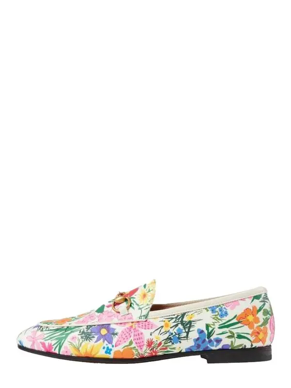Gucci Leather Floral Print Loafers - Multi-color