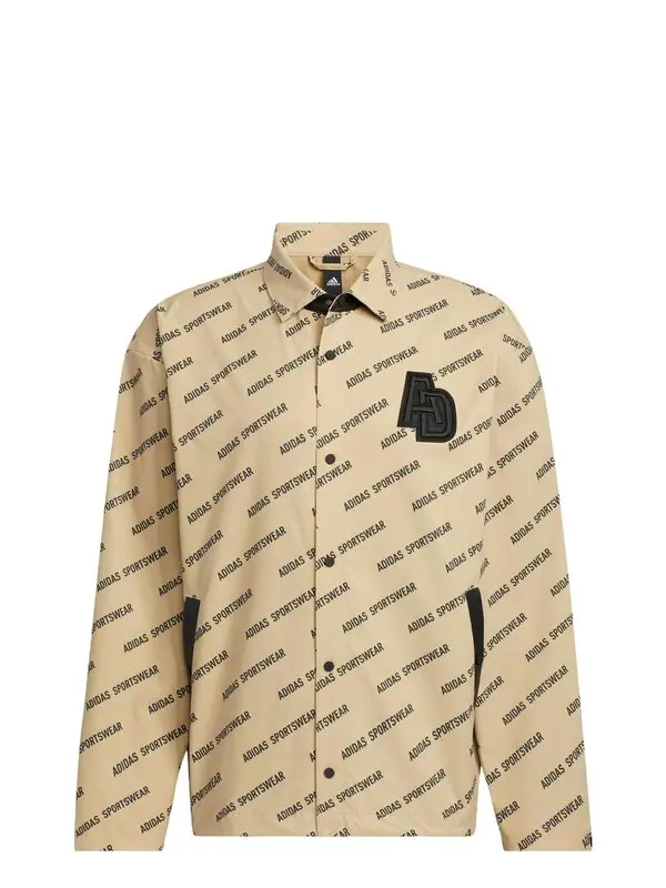 Adidas Logo Print Jacket - Beige/black