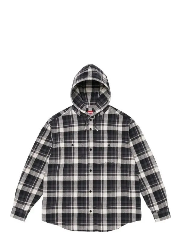 Supreme Ss26 Hooded Flannel Shirt - Black
