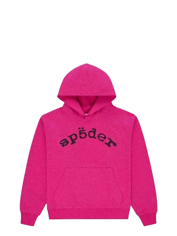 SP5DER Rhinestone Hoodie - Pink