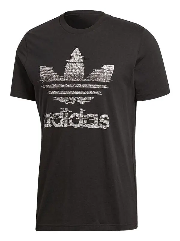 Adidas Originals Twist Alphabet Logo Printing Round Neck Pullover Short Sleeve Black T-shirt - Multi-color