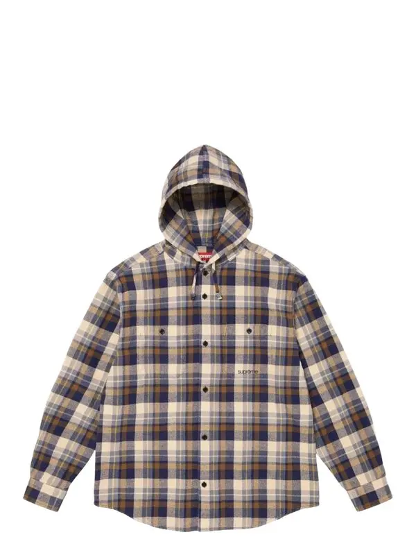 Supreme Ss26 Hooded Flannel Shirt - Brown