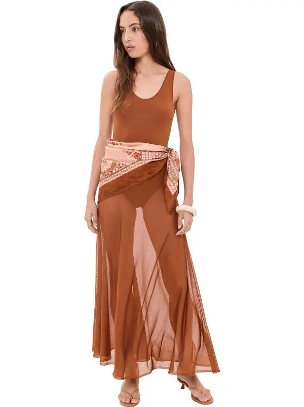 Zimmermann Aster Scarf Maxi Dress - Tan/print