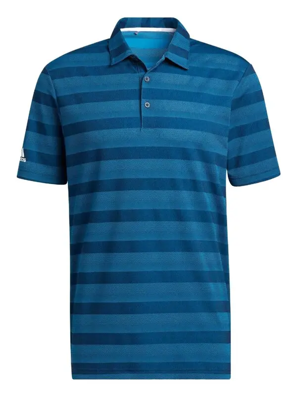 Adidas Ss22 Stripe Logo Printing Short Sleeve Blue Polo Shirt - Default Color