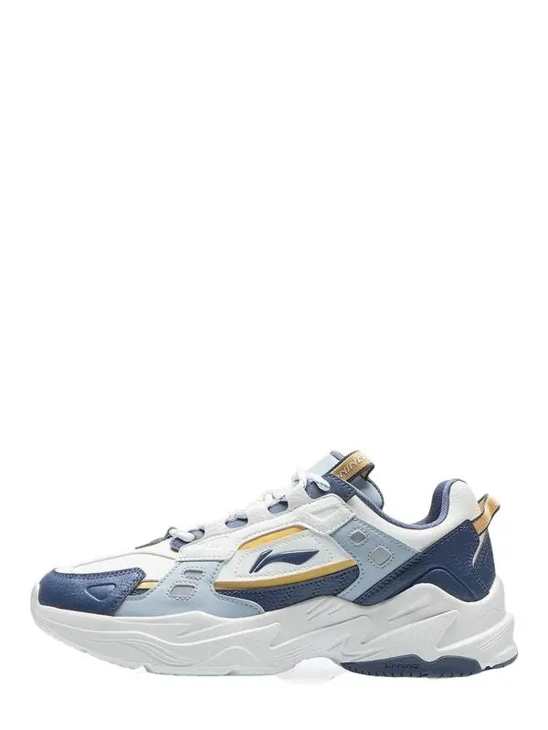 LI-NING Retro Reflective Lace-up Sneakers - White/blue