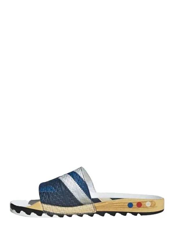 Adidas Raf Simons X Adilette Slides - Golden Silver/dark Blue