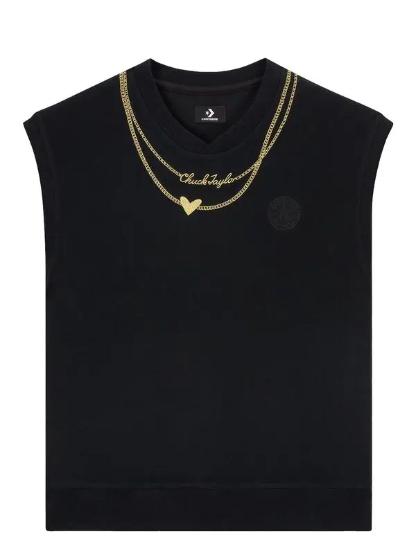 CONVERSE Sleeveless Vest With Embellished Detail - Black