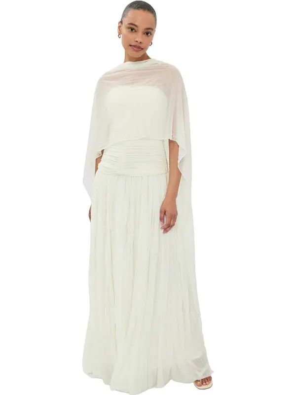 Simkhai Dani Bustier Gown With Cape - Ivory