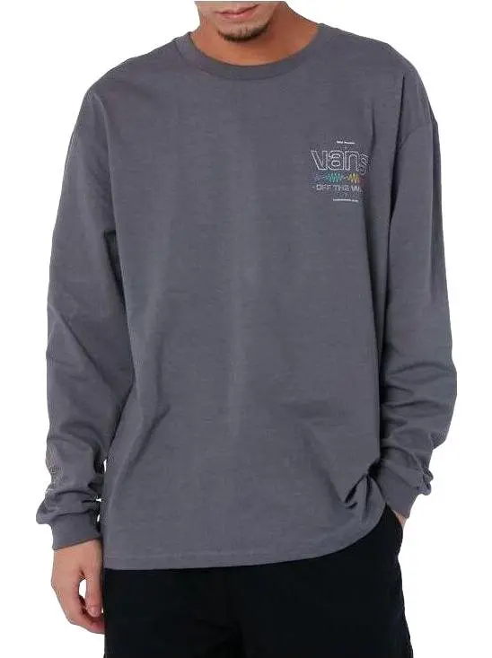 VANS Letter Printed Round Neck Pullover Long Sleeve T-shirt - Grey