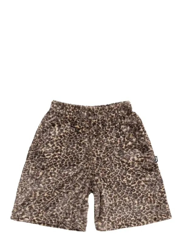StÜssy Leopard Print Textured Shorts - Brown