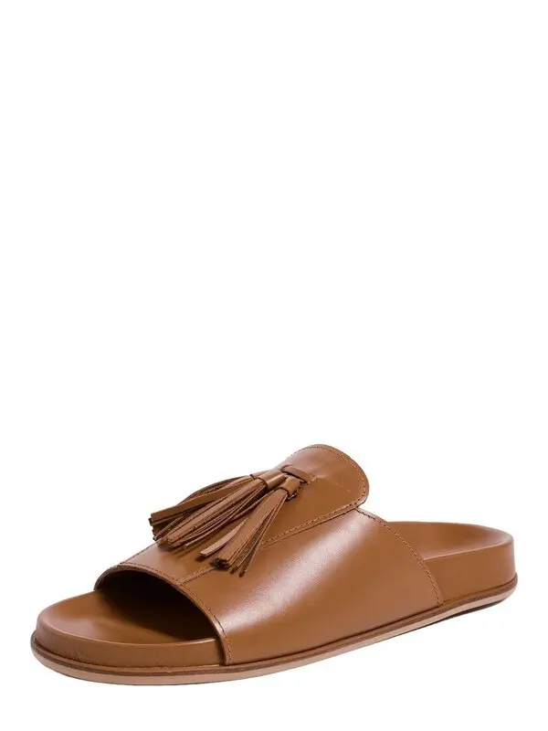 Intentionally Blank Jefferson Leather Tassel Slides - Caramel