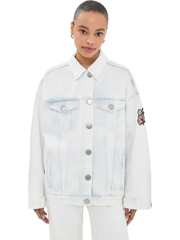 Marc Jacobs Oversized Denim Trucker Jacket With Appliqué Embellishments - Light Wash