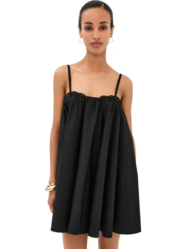 Staud Cecily Mini Dress With Lace Trim - Black