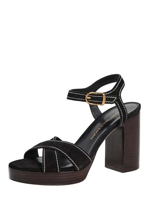 STUART WEITZMAN Park Platform Heels 85mm - Blk/mrn Vno