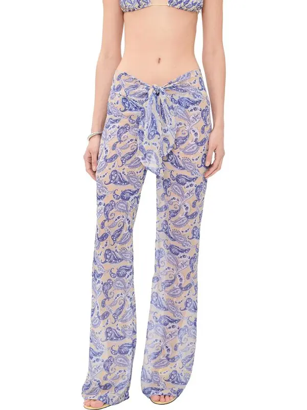 BANANHOT Paisley Print Chiffon Wide Leg Pants - Blooming Paisley