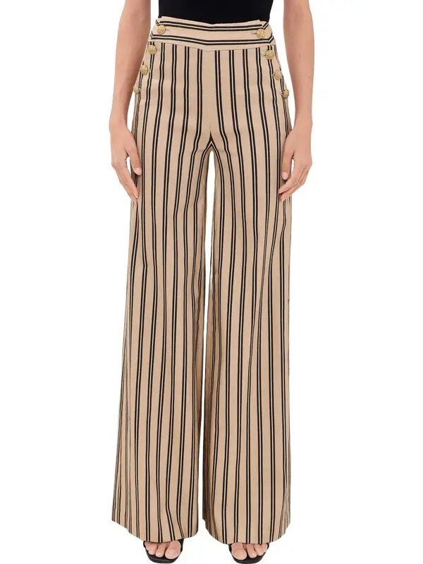 Alice + Olivia Narin High Rise Ultra Wide Leg Trousers - Beach Day Stripe Sm