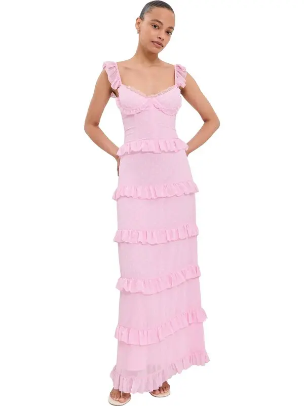 RUNAWAY THE LABEL Melvina Maxi Dress - Pink Polka Dot