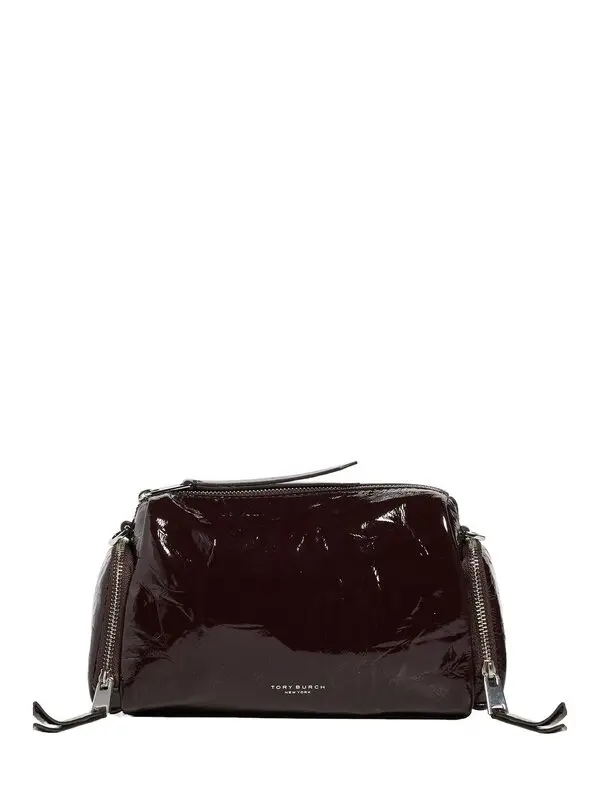 Tory Burch Perry Patent Voyager Shoulder Bag - Deep Burgundy