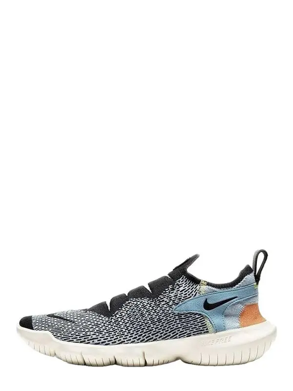 Nike Free Rn Flyknit 3.0 2020 Athletic Sneakers - Lt Armory Blue/black-dk Smoke Grey-limelight-orange Trance-cerulean