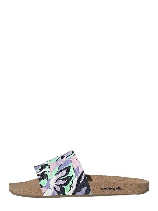Adidas Adilette Slide Cork Floral - Pulse Mint/legend Ink/light Purple