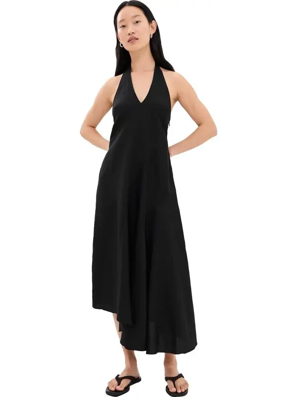 A.L.C. Celina Halterneck Maxi Dress With Asymmetrical Hem - Black