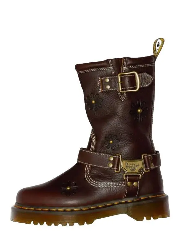 Dr. Martens Anistone Hi Flower Rigger Boots - Dark Brown