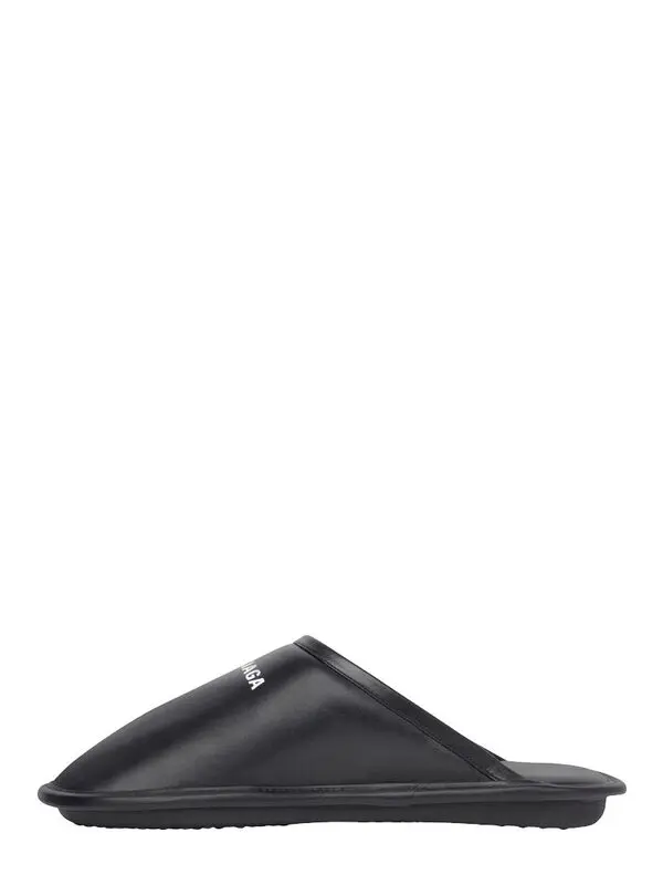 Balenciaga Calf Leather Home Slippers - Black