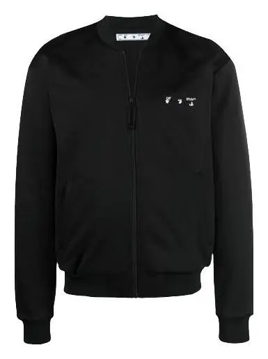 Off-White Logo Zipper Bomber Jacket - Black