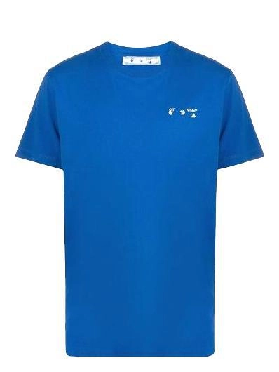 Off-White Ss21 Chest Logo Printing Round Neck Short Sleeve Ordinary Version - Blue