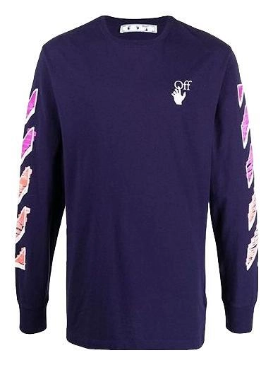Off-White Long Sleeve Arrow Logo Printed Tee - Blue