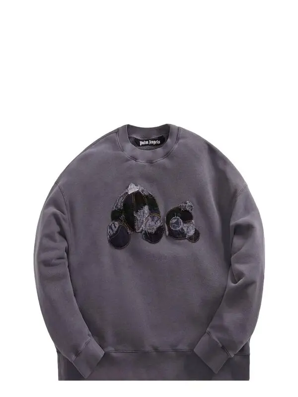 Palm Angels Patchwork Bear Crewneck Sweatshirt - Grey
