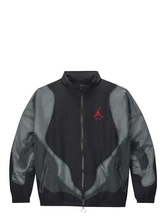 JORDAN X Off-white Woven Zip Up Jacket - Black