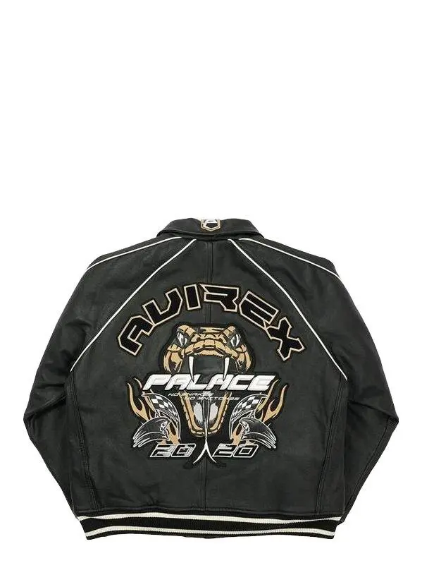 PALACE Embroidered Leather Jacket - Black